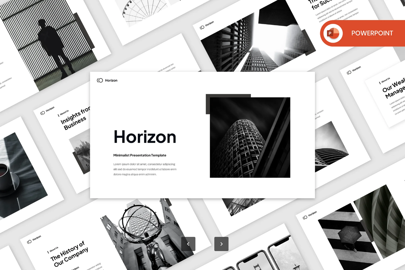 商务简约高级感PPT模板24页可编辑 – Horizon企业汇报毕业答辩创意扁平化设计 _ 果觅网（gooodme）